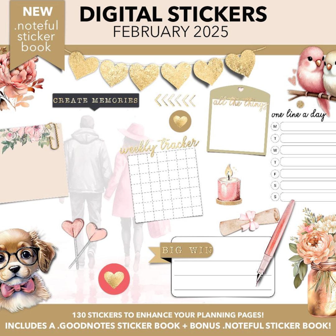 DIGITAL PLANNER STICKERS | February 2025 Plan + Journal Stickers ...