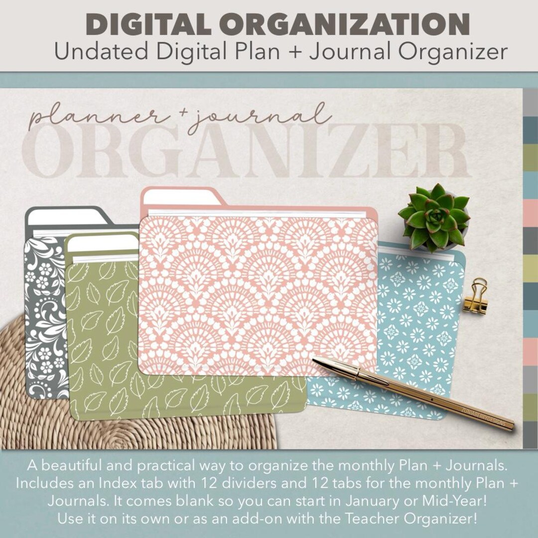 DIGITAL UNDATED ORGANIZER | Hyperlinked Lag Free Undated Plan + Journal ...