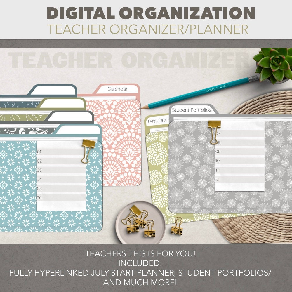 DIGITAL TEACHER ORGANIZER | Hyperlinked Lag Free Teacher Planner ...