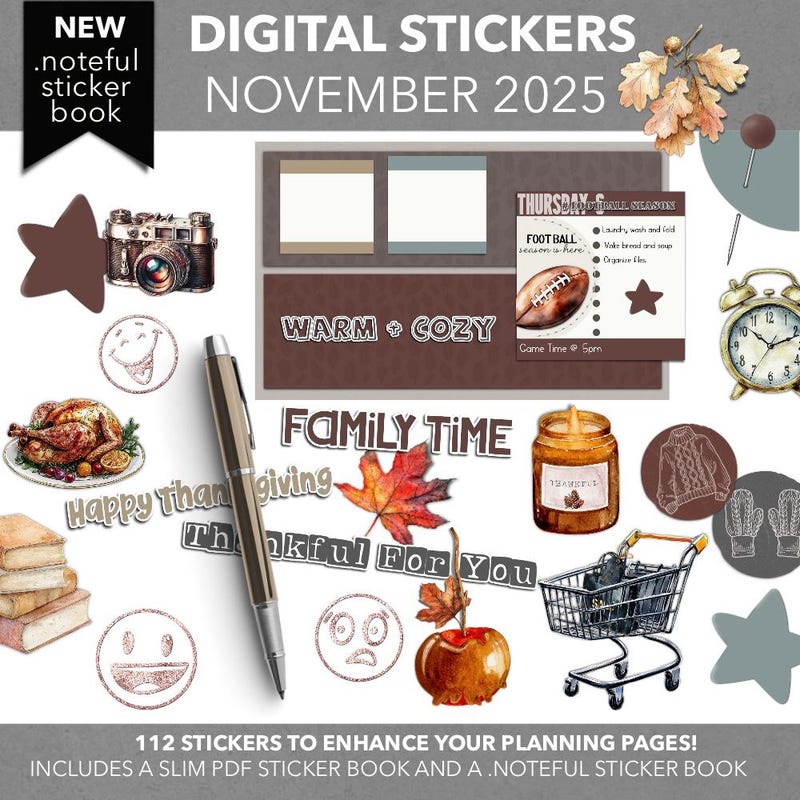 November Stickers - Etsy