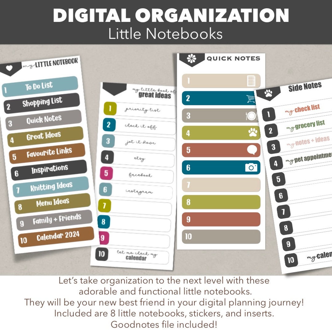 DIGITAL ORGANIZATION | Digital Little Notebooks Sidekick Split Screen ...