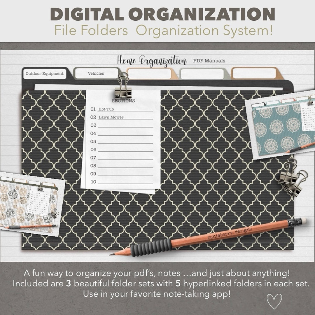 DIGITAL ORGANIZATION | Hyperlinked Lag Free File Folder Organizer ...