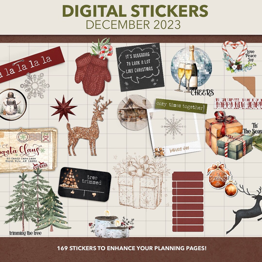 DIGITAL PLANNER STICKERS | December 2023 Plan + Journal Stickers ...