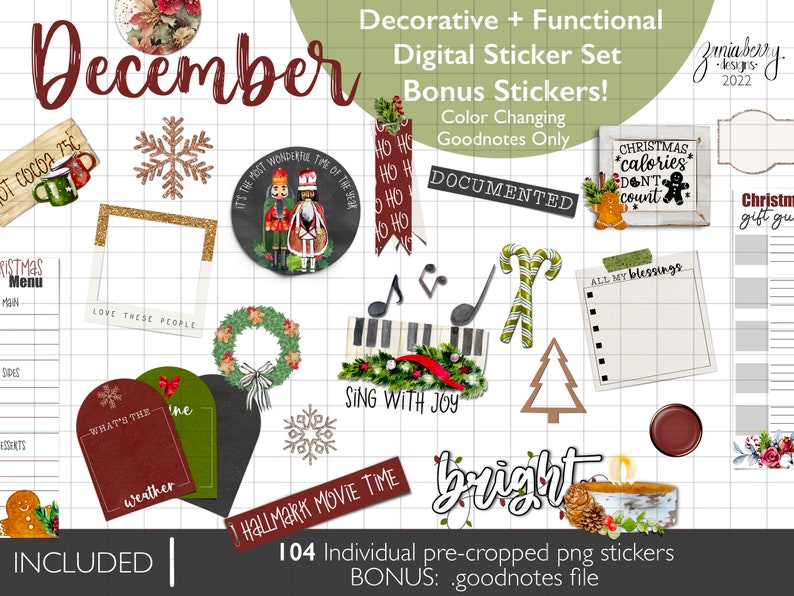 DIGITAL PLANNER STICKERS December Plan Journal Stickers Goodnotes ...