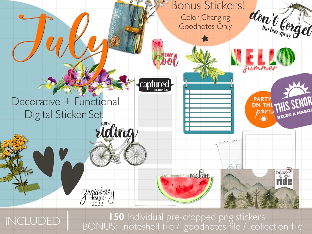 DIGITAL PLANNER STICKERS | July Plan + Journal Stickers - Etsy