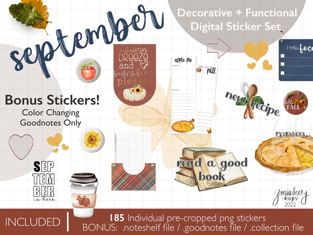 DIGITAL PLANNER STICKERS | September Plan + Journal Stickers ...