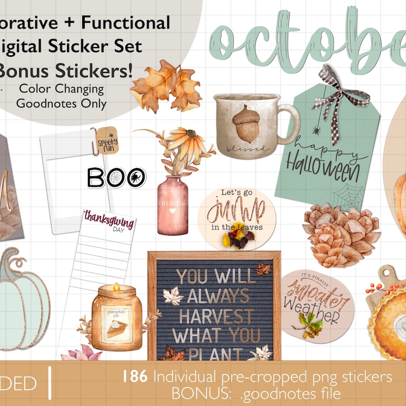 October Stickers - Etsy