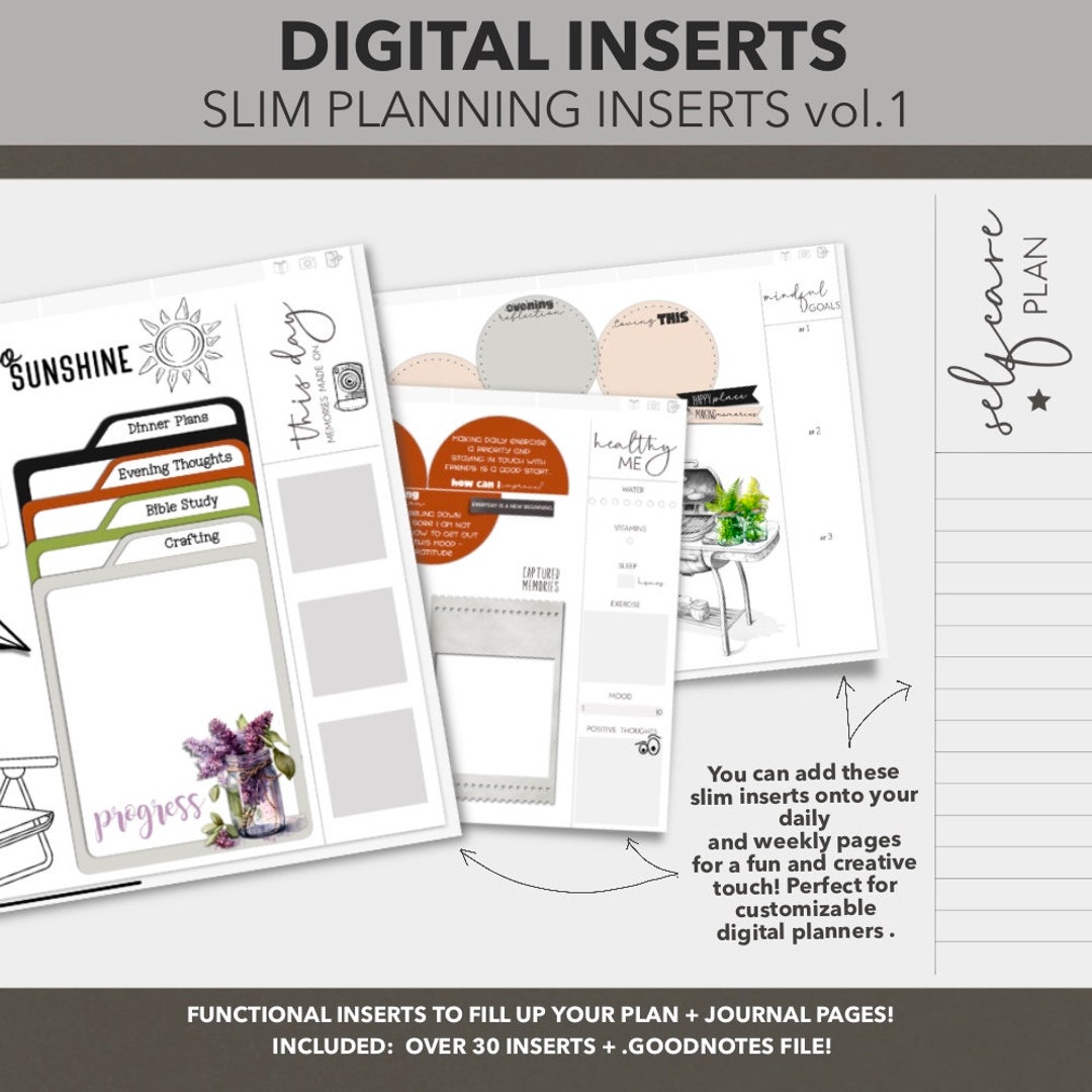 DIGITAL PLANNER INSERTS | Slim Planning Inserts | Goodnotes Sticker ...