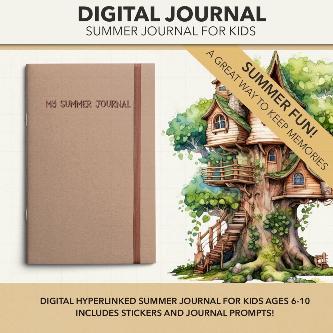 DIGITAL SUMMER JOURNAL | Summer Journal for Kids| Stickers | Prompts - Etsy