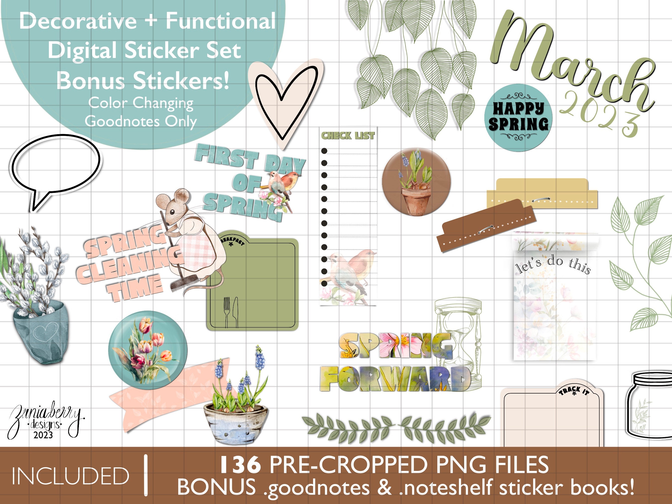 DIGITAL PLANNER STICKERS March 2023 Plan Journal Stickers Goodnotes ...