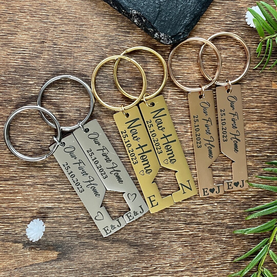 New Home First Home Keychain Set Personalised Matching Couple Keyring ...