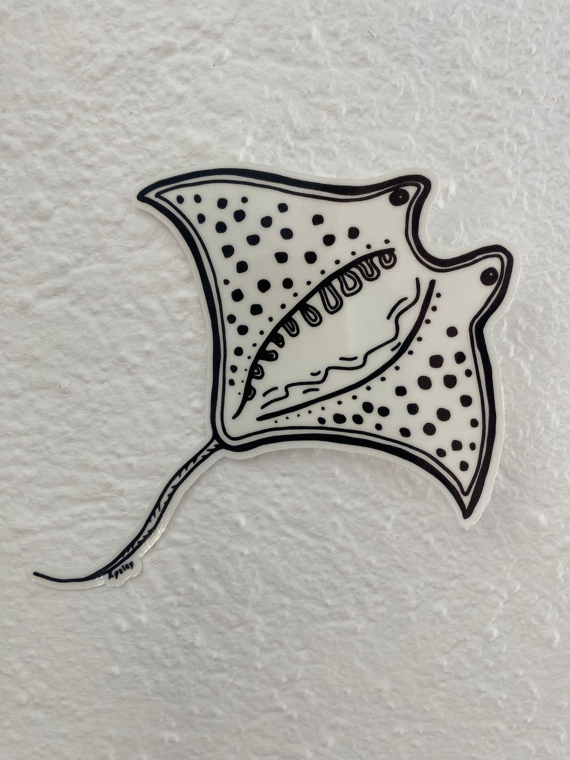 Manta Ray Hand Drawn Clear Vinyl Sticker - Etsy
