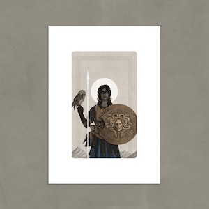 Athena, God of Wisdom and War - Illustrated Greek Mythology Giclée Art ...