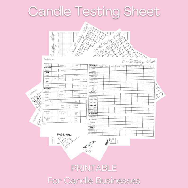 Candle Making Testing Sheet // Candle Burn Test Log // A4 & US Letter ...