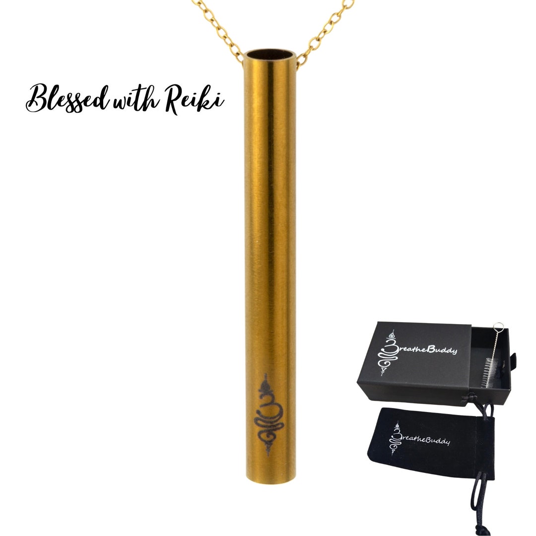 Anxiety Relief Breathing Necklace Relaxation Tools Stainless Steel Gold ...