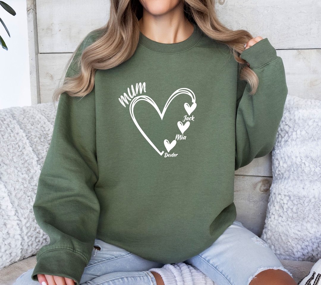 Mum Heart Sweatshirt, Custom Mama Jumper, Mama to Be Gift, Grandma ...