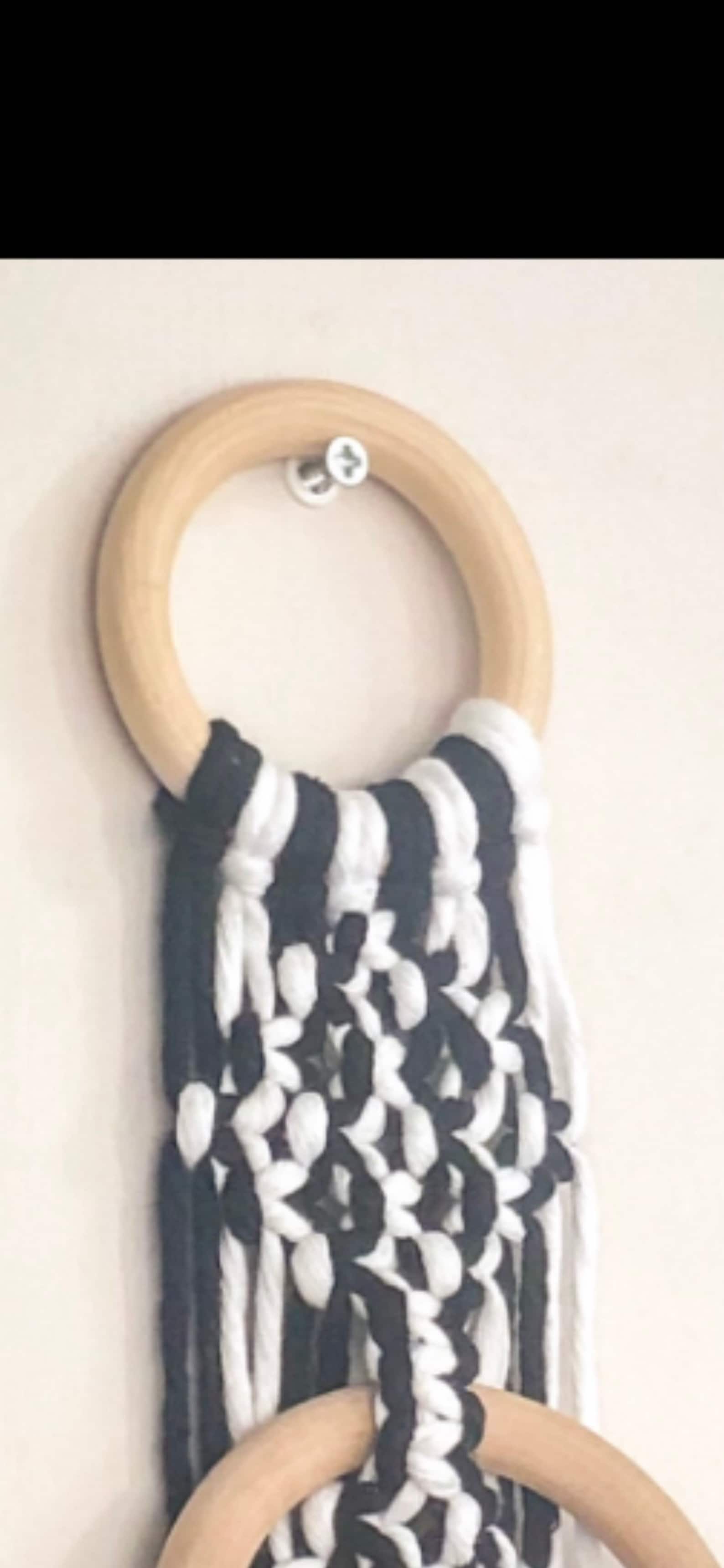 Macrame Scarf Organiser With 5 Rings // Boho Home Decor, Macrame Wall ...