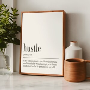 Hustle Definition Print Hustle Wall Art Prints Hustle Last Minute Gift ...