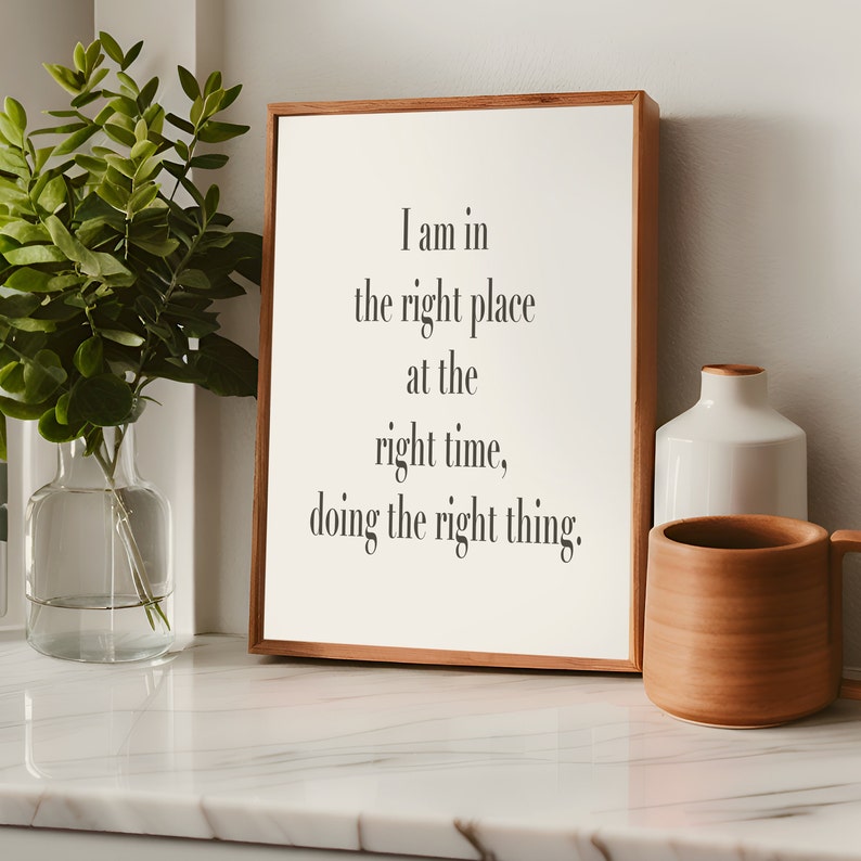 Right Place Right Time Affirmations Print Affirmations Wall Art Prints ...