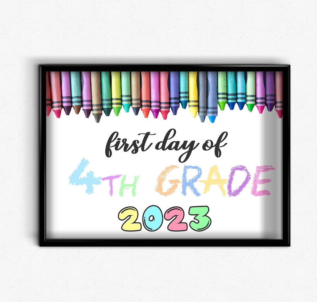 First Day of 4th Grade Sign Fourth Grade Sign Printable - Etsy