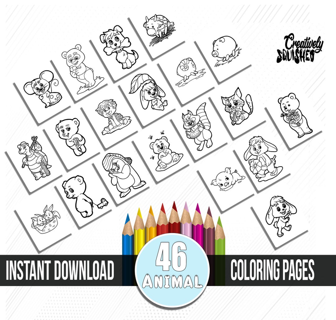 Cute Animal Coloring Page Bundle Animals Coloring Pages Lot - Etsy