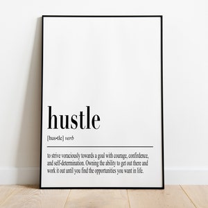 Hustle Definition Print Hustle Wall Art Prints Hustle Last Minute Gift ...
