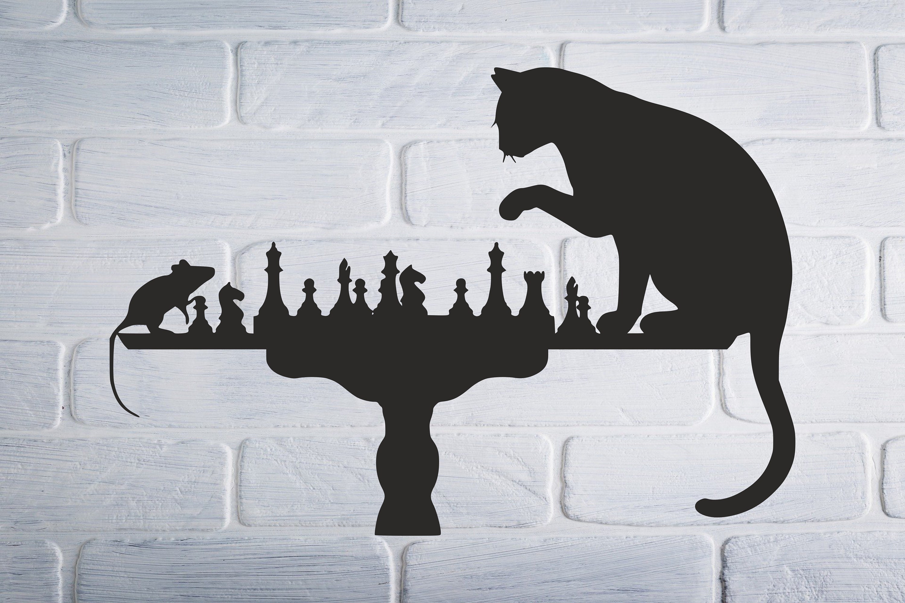Cat and Mouse in Chess Game Wall Decor,dxf-cdr Glowforge,laser Cut,cnc ...