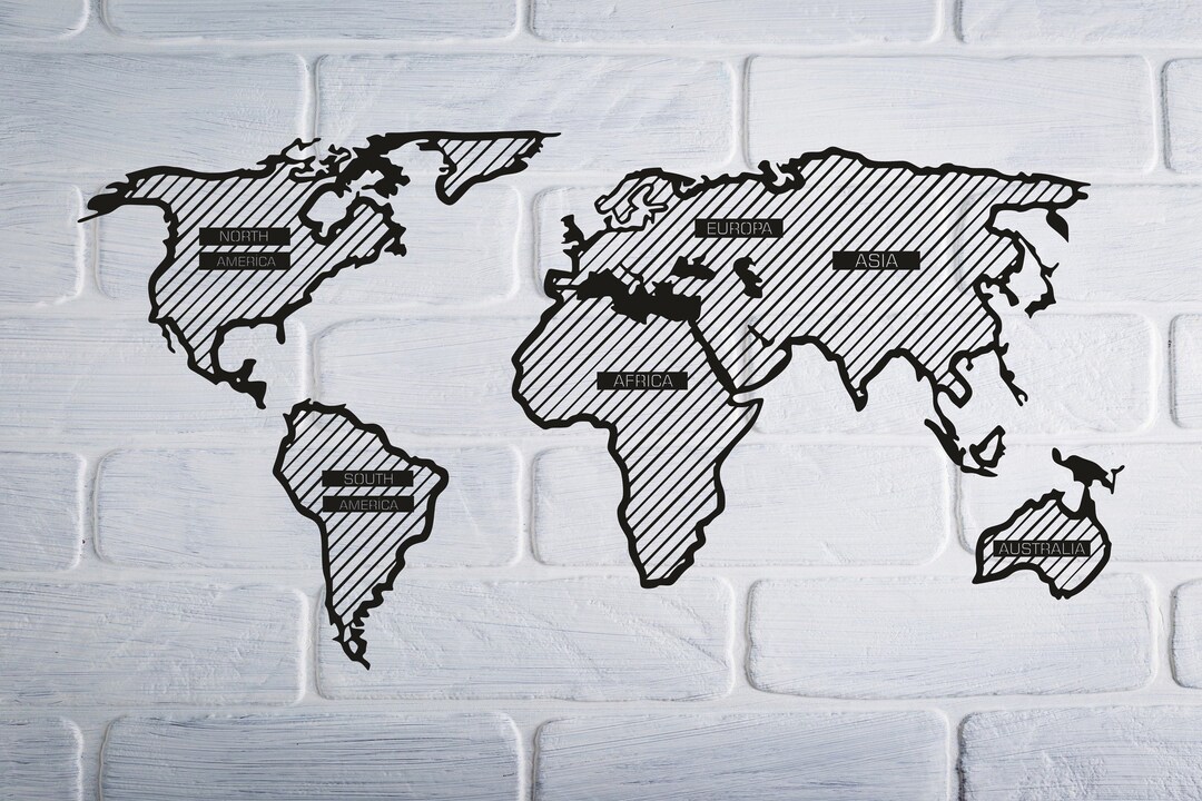 World Map SVG/DXF - Digital Download (dxf, Svg, Pdf, Cdr, Ai) - Laser ...