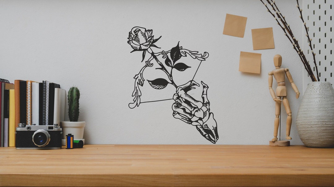 Skeleton Hand With Rose - SVG/DXF - Digital Download (dxf, Svg, Pdf ...