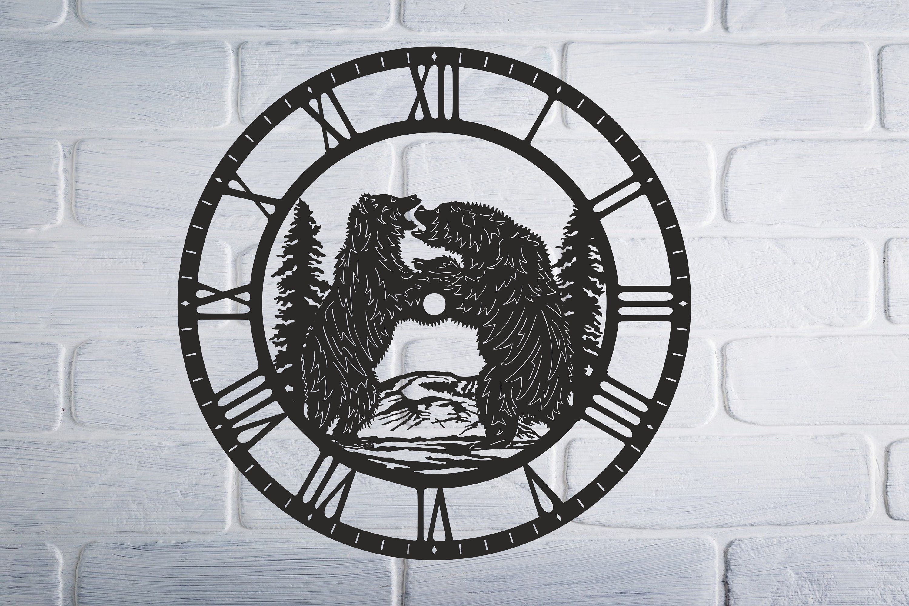 Bears Wall Clock Cut Files CNC laser Cutplasmaglowforge - Etsy