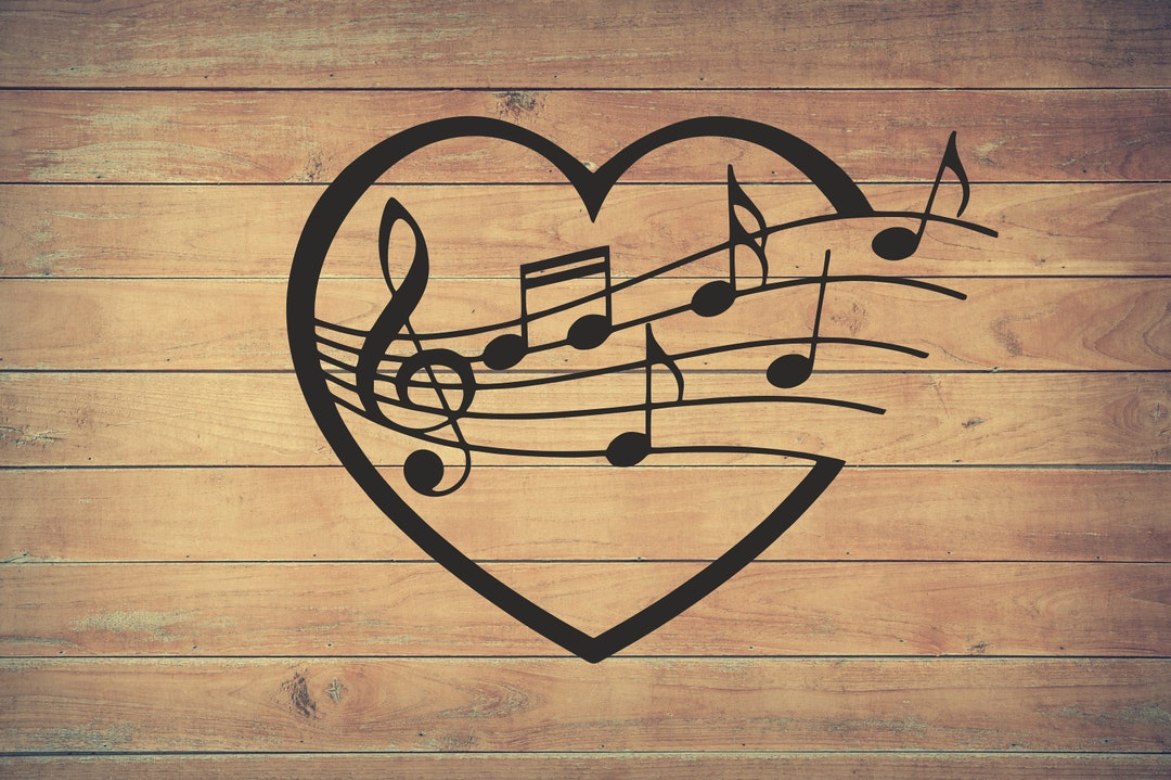 Music Notes and Heart SVG/DXF - Digital Download (dxf, Svg, Pdf, Cdr ...