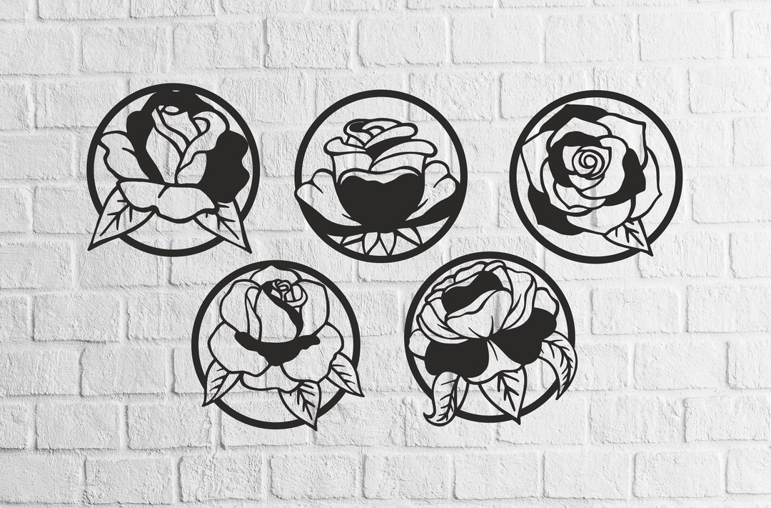 Rose SVG/DXF - Digital Download (dxf, Svg, Pdf, Cdr, Ai) - Laser CNC ...