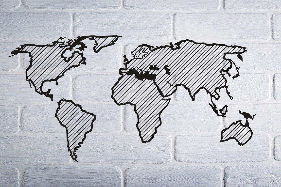 World Map SVG/DXF - Digital Download (dxf, Svg, Pdf, Cdr, Ai) - Laser ...