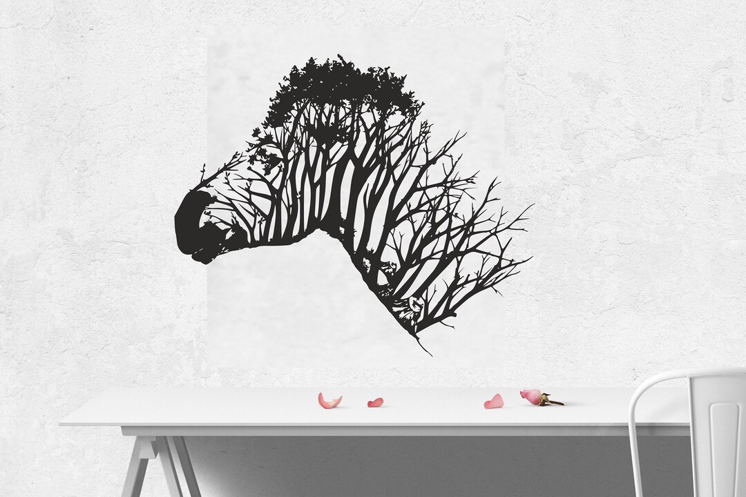 Tree With Zebra Silhouette SVG/DXF - Digital Download (dxf, Svg, Pdf ...