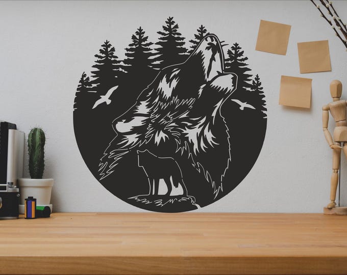 Wolves Svg Cut Files, Nature Scene Dxf, Wolf for Cricut, Dxf Files for ...