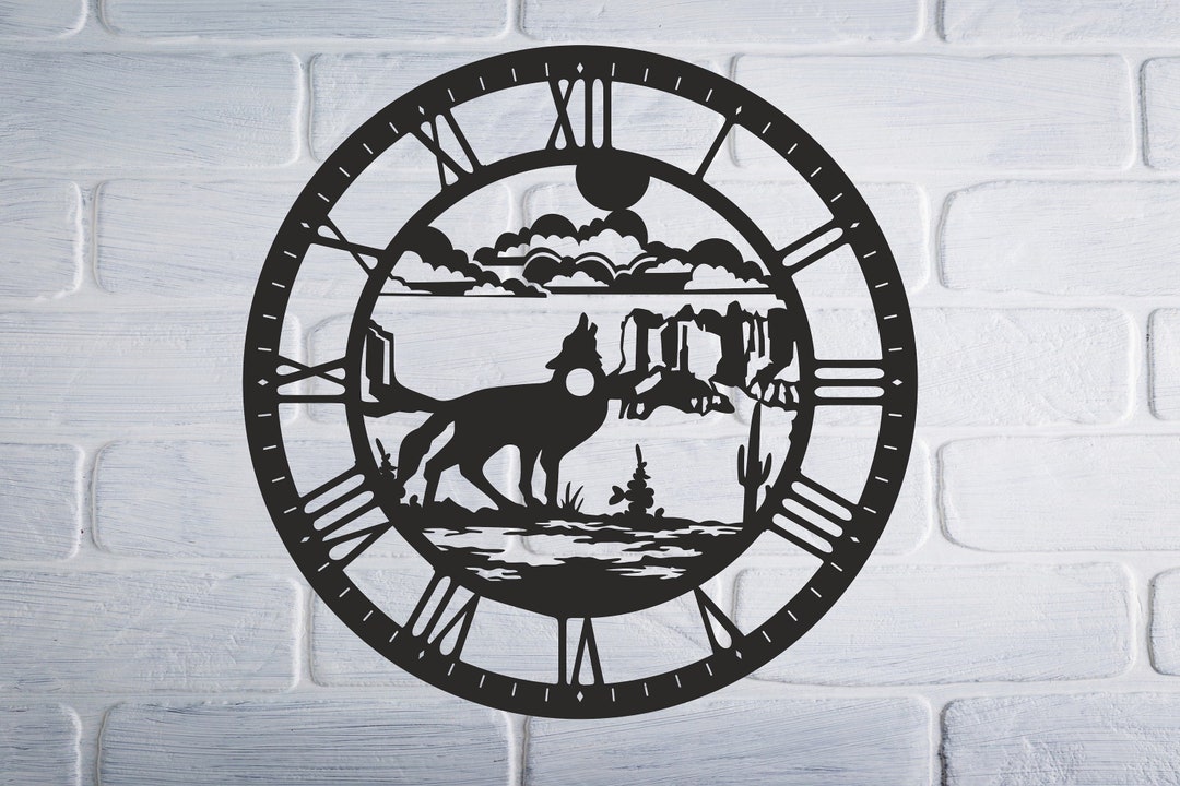 Wolf Wall Clock SVG/DXF - Digital Download (dxf, Svg, Pdf, Cdr, Ai ...