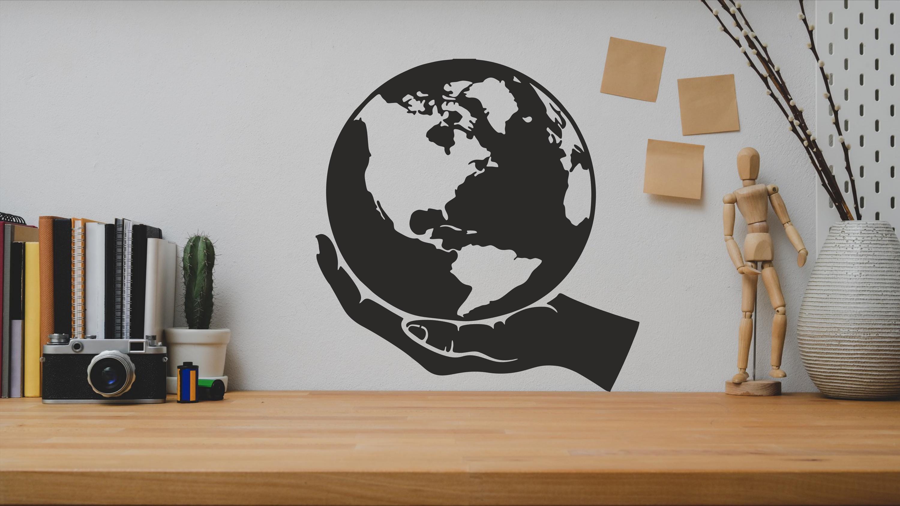 World Map on Hand SVG/DXF Digital Download dxf, Svg, Pdf, Cdr, Ai Laser ...