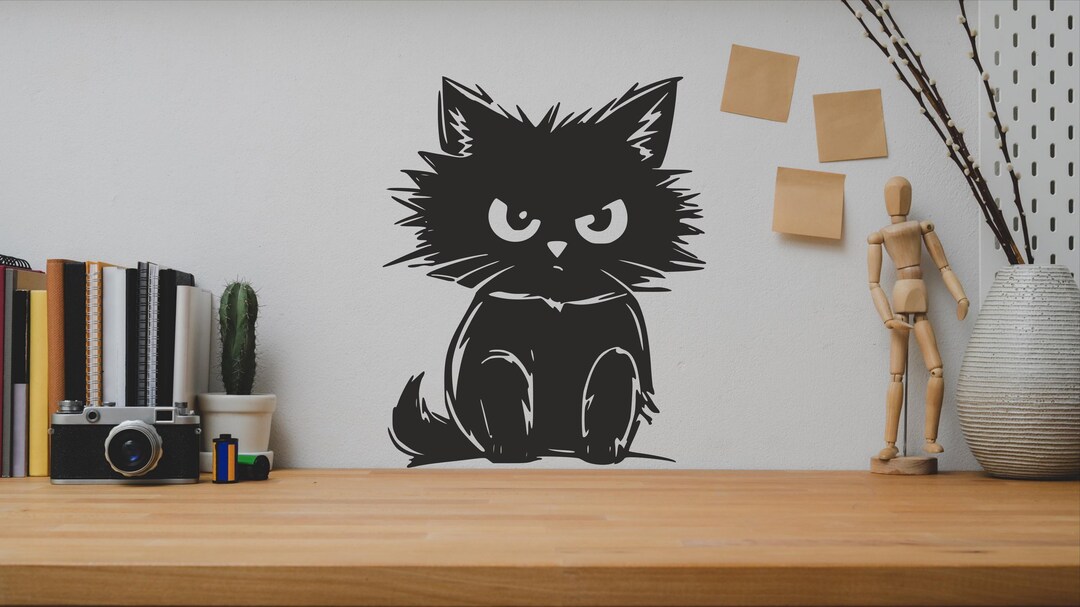 Angry Cat SVG/DXF - Digital Download Pdf, Dxf, Cdr, Ai, Svg - Laser CNC ...