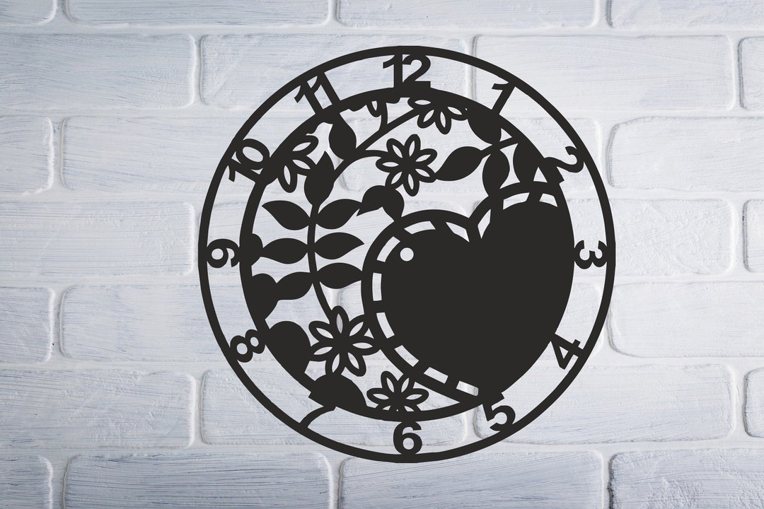 Heart Shaped Wall Clock SVG/DXF - Digital Download (dxf, Svg, Pdf, Cdr ...