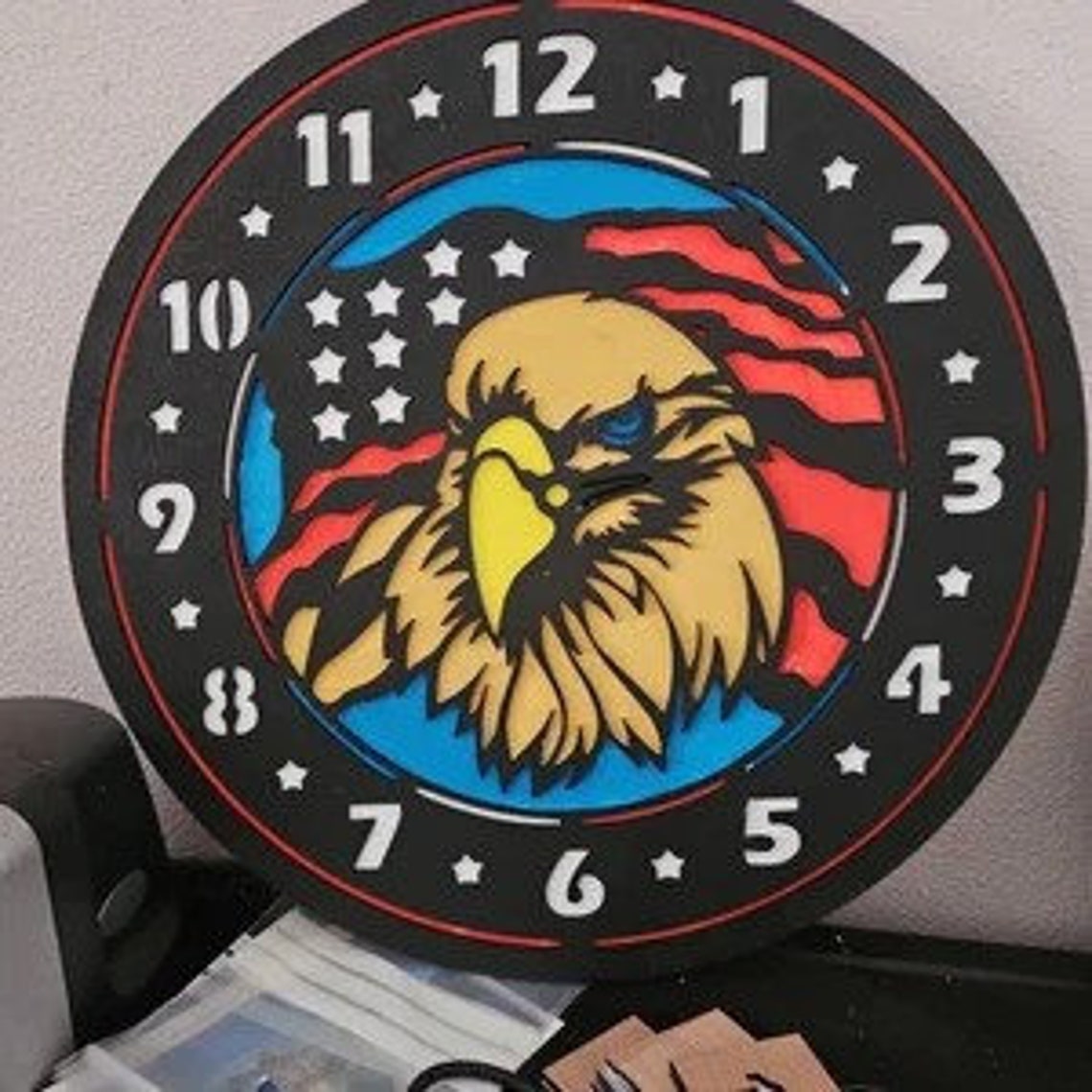 American Flag Wall Clock SVG/DXF American Eagle Wall Clock Dxf/svg ...