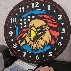 American Flag Wall Clock SVG/DXF American Eagle Wall Clock Dxf/svg ...