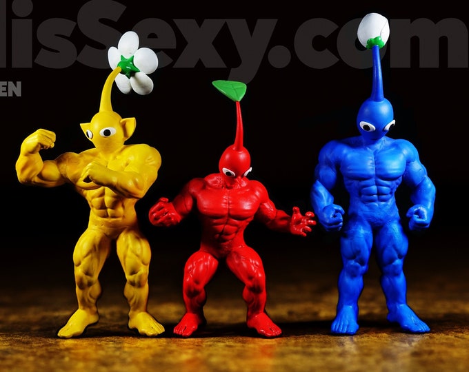 Buff Pikmin Figurines, Resin 3D Prints | Vibrant Red, Blue, Yellow ...