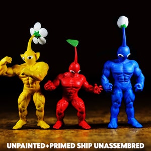 Buff Pikmin Figurines, Resin 3D Prints | Vibrant Red, Blue, Yellow ...