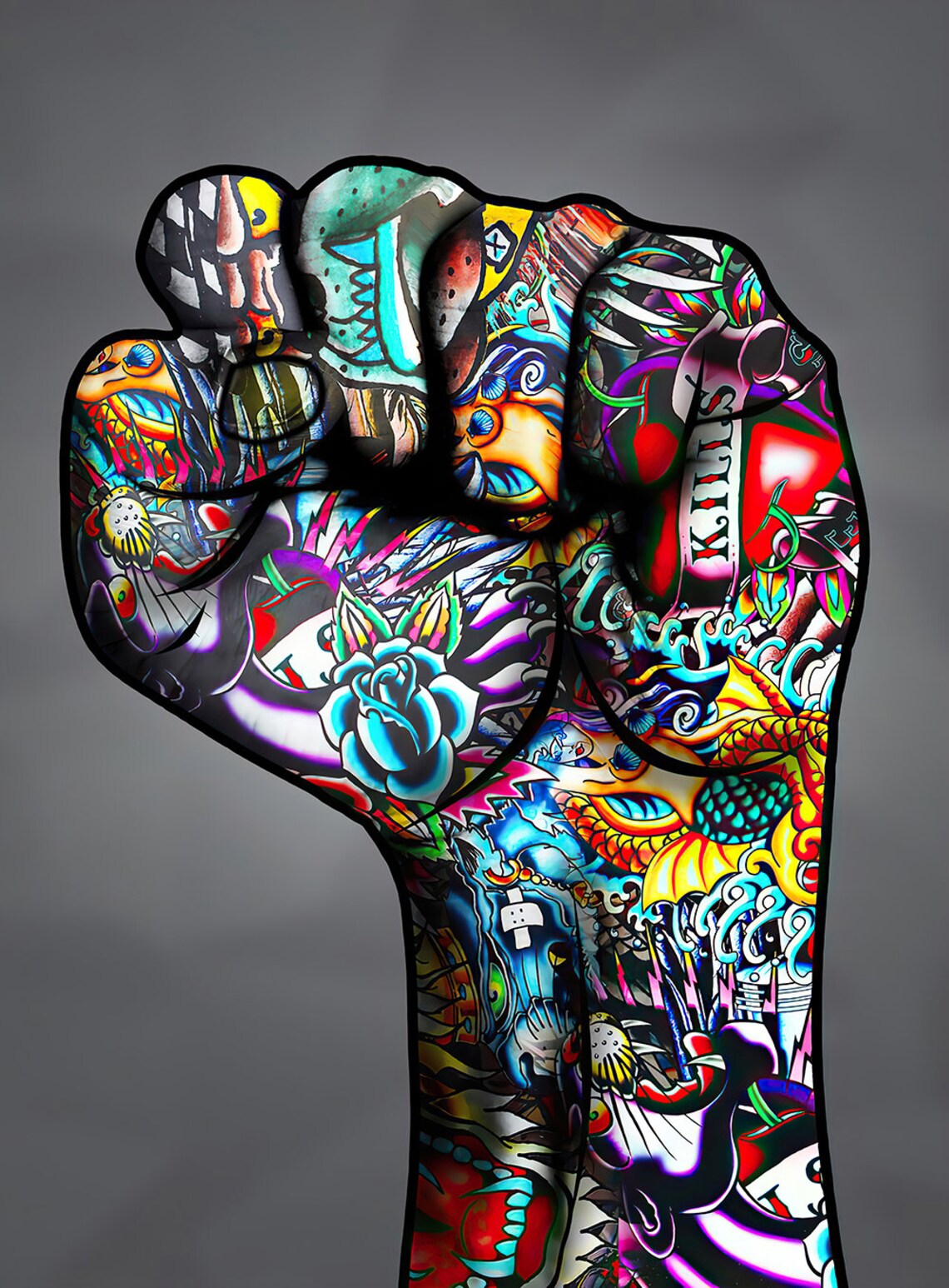 100% Handpainted Rising Fist Rebellion Custom Street Art - Etsy