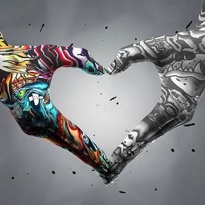 100% Handpainted Inspirational Heart Hands, Custom Street Art, Graffiti ...