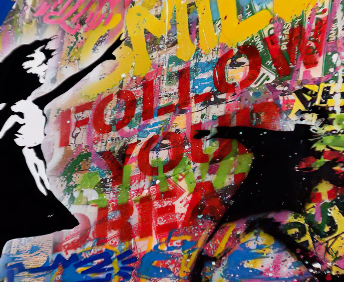 Large Size Handpainted Banksy Street Art Follow Your Dreams, Graffiti Art, Pop Art - Etsy