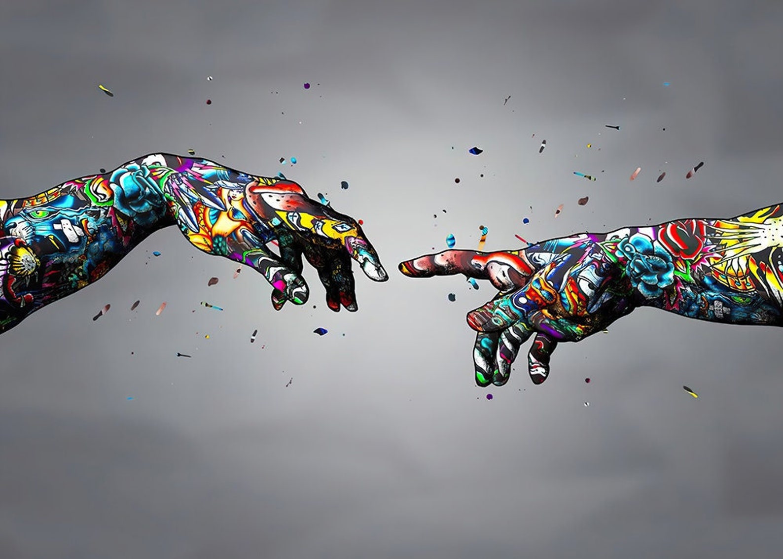 100% Handpainted Divine Touch Hands Street Art, Graffiti Art, Pop Art ...