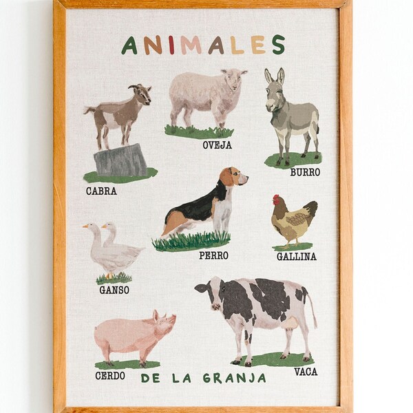 Farm Animals Poster, Educational Poster, Montessori Poster, Class Room ...