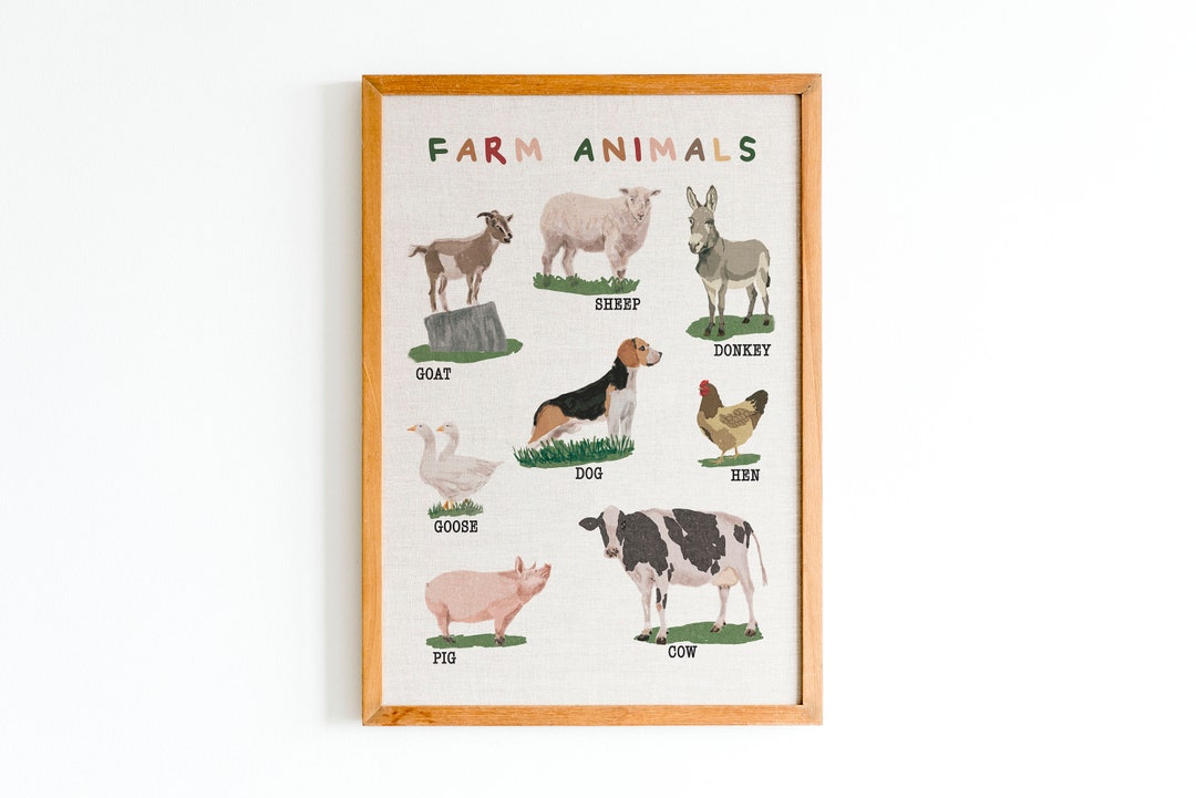 Farm Animals Poster, Educational Poster, Montessori Poster, Class Room ...