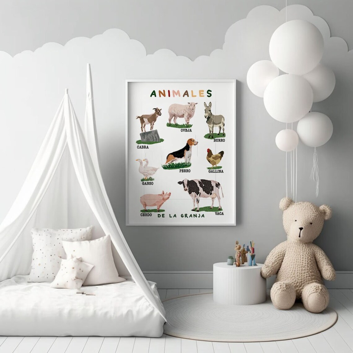 Farm Animals Poster, Educational Poster, Montessori Poster, Class Room ...